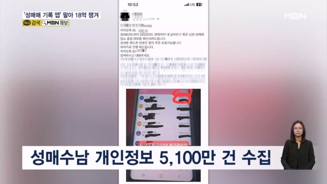 성매매 기록 앱으로 18억 챙겨…성매수남 개인정보 5 100만 건 수집
